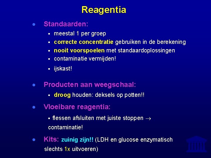 Praktische Oefeningen MEDISCHE BIOCHEMIE Prof Dr J Van
