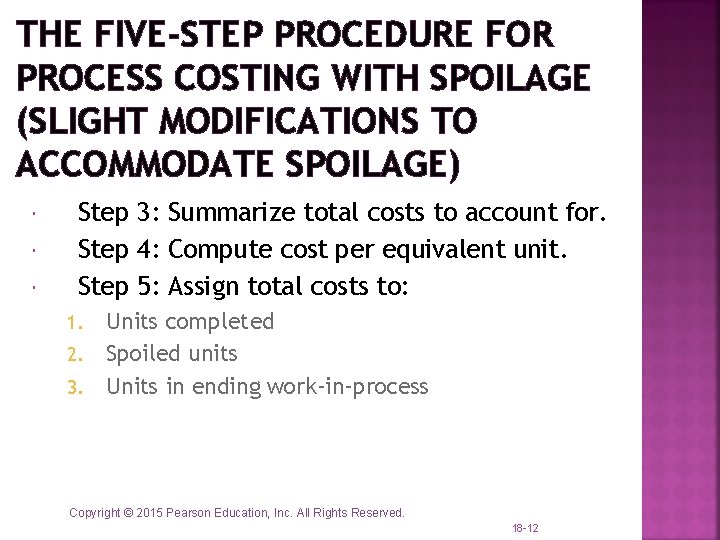 Spoilage Rework and Scrap Copyright 2015 Pearson Education