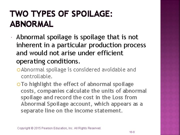 Spoilage Rework and Scrap Copyright 2015 Pearson Education