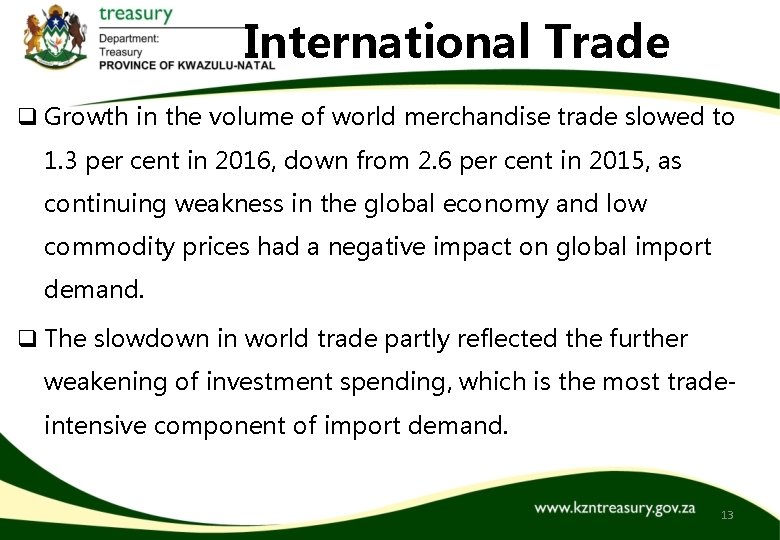 Current Export Climate from a Global National and