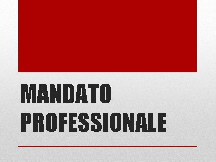 MANDATO PROFESSIONALE Il nuovo Mandato Professionale I contenuti