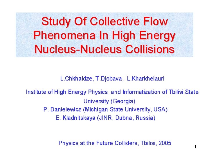 Study Of Collective Flow Phenomena In High Energy