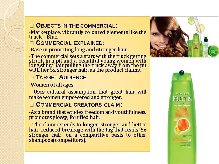 Advertisement Analysis Shampoos PRODUCT OR SERVICE IS THE