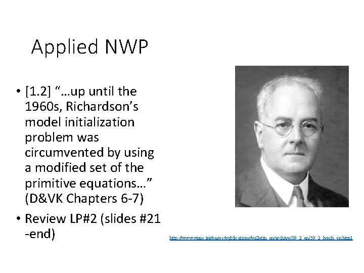 Applied NWP 1 2 up until the 1960