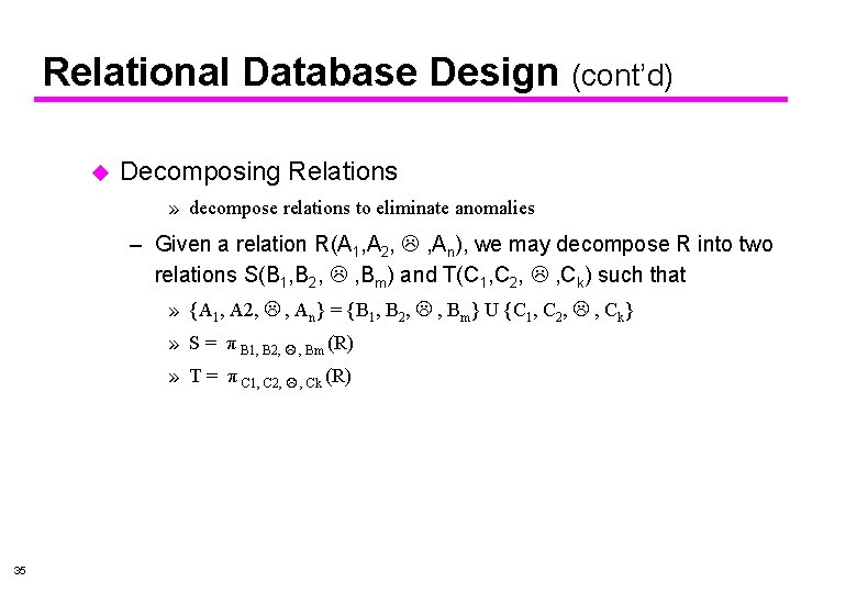 Design Theory for Relational Databases Contents 2 u