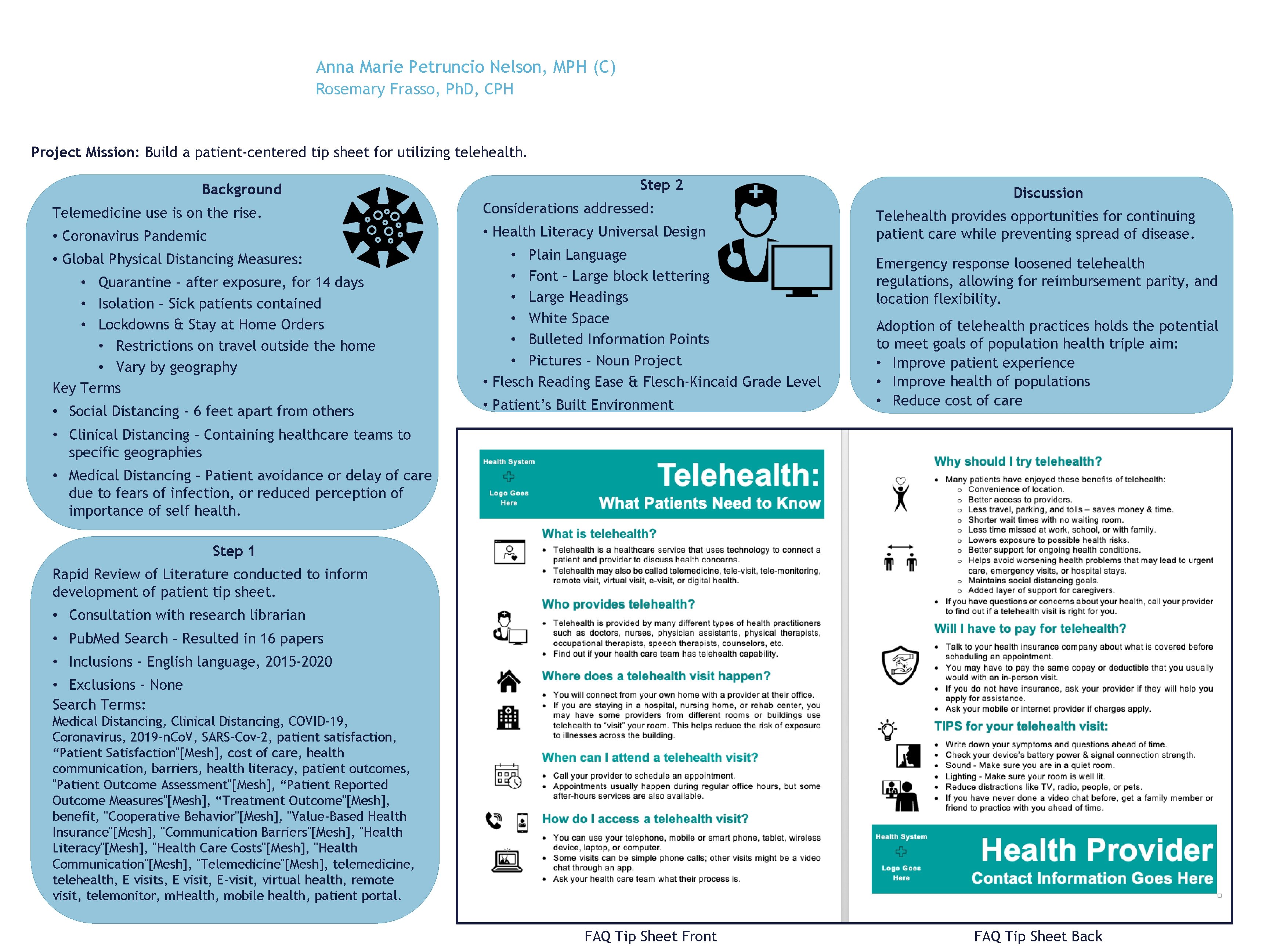 Telehealth Creating a Tip Sheet for Patient Use
