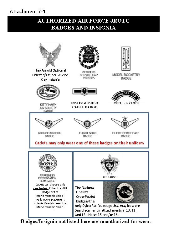 Attachment 7 1 AUTHORIZED AIR FORCE JROTC BADGES