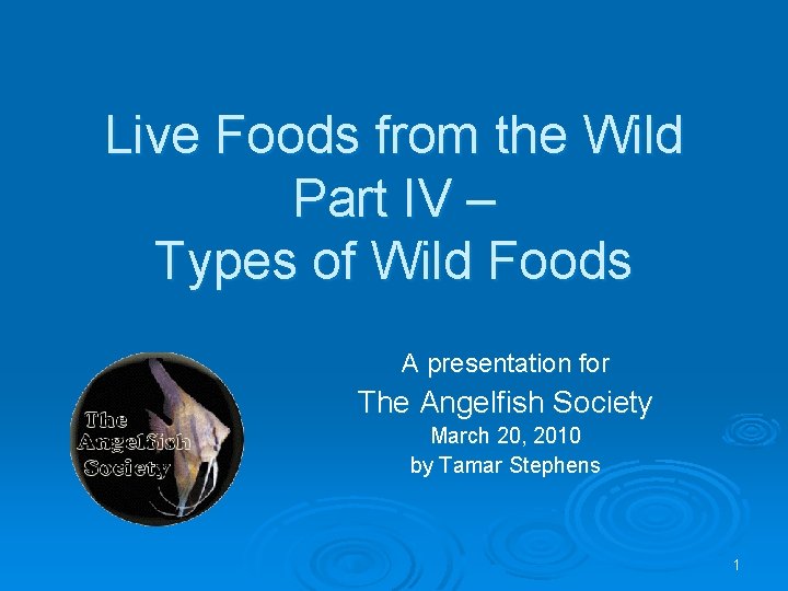 Live Foods from the Wild Part IV Types
