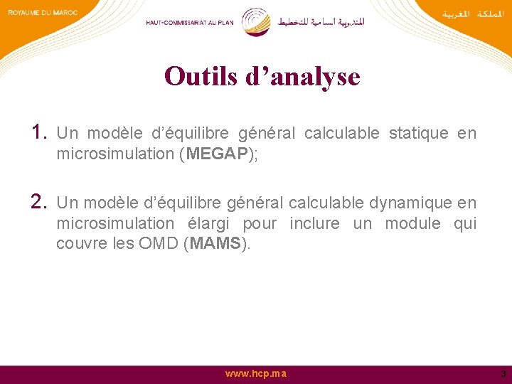 Simulations de limpact de politiques publiques Outils danalyse