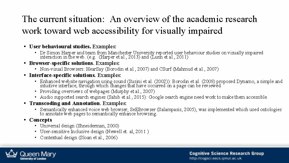 An Overview of the Academic Research in Web