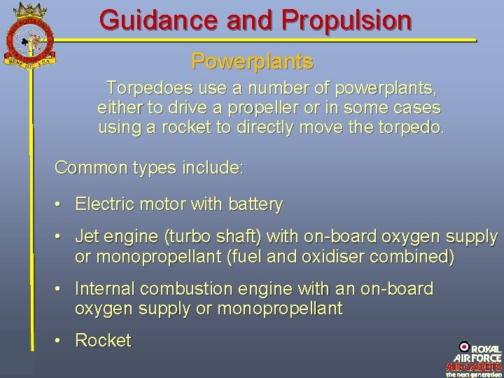 Military Aircraft Systems Weapon Guidance and Propulsion Lecture