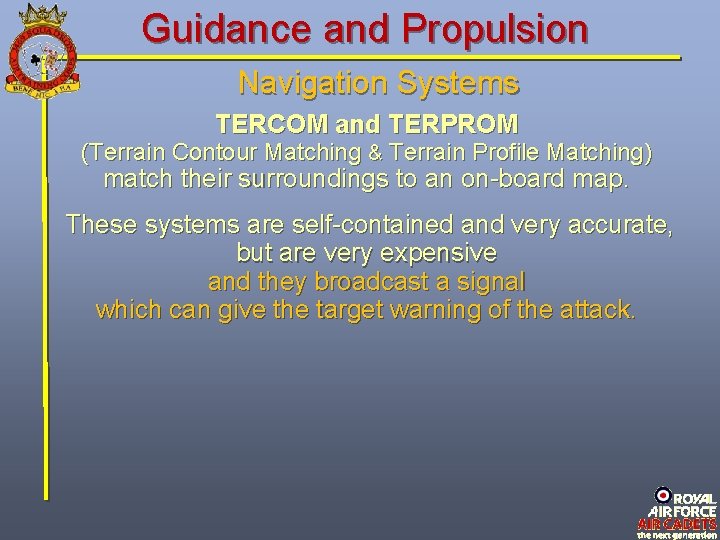 Military Aircraft Systems Weapon Guidance and Propulsion Lecture