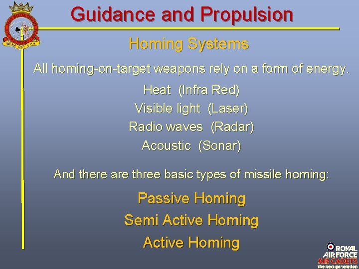 Military Aircraft Systems Weapon Guidance and Propulsion Lecture