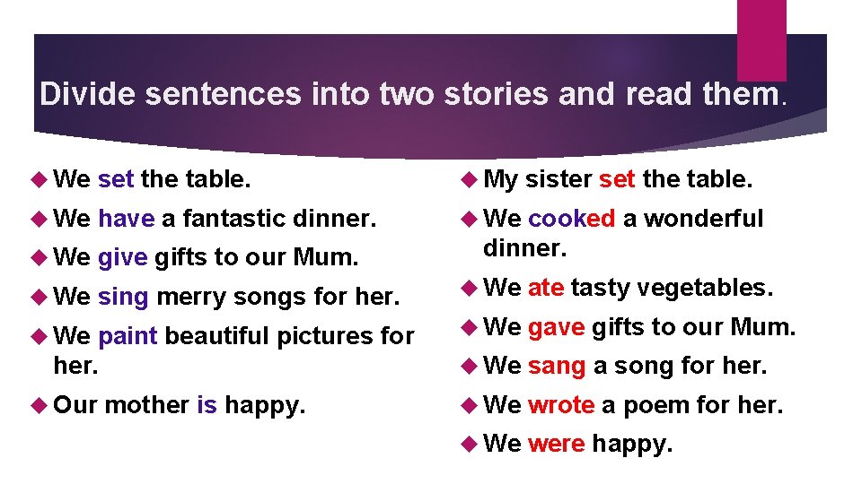 What did you do yesterday Read the sentences