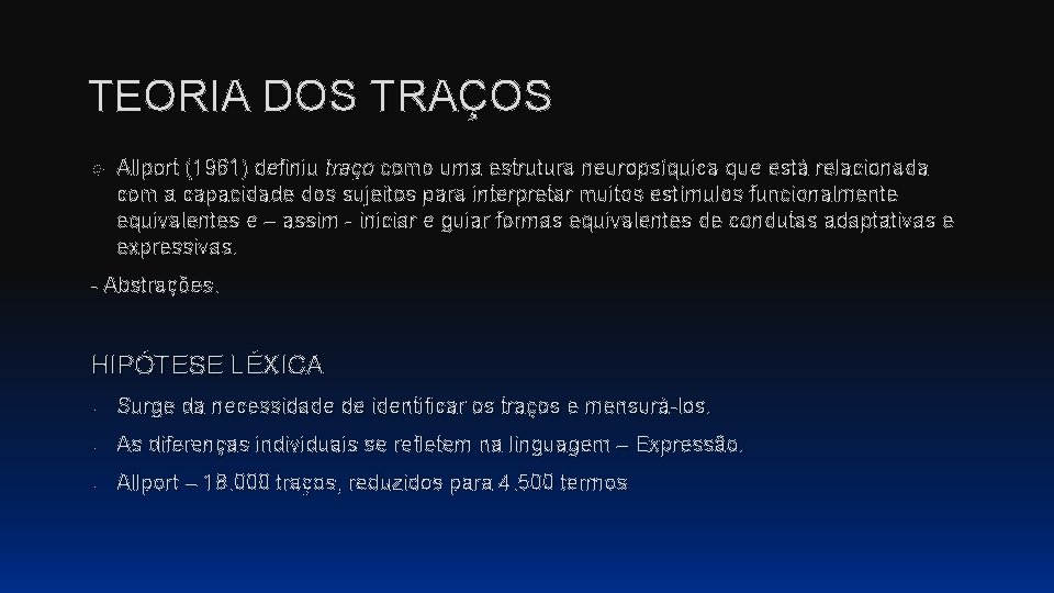 TEORIA DA PERSONALIDADE POR GORDON WILLARD ALLPORT A