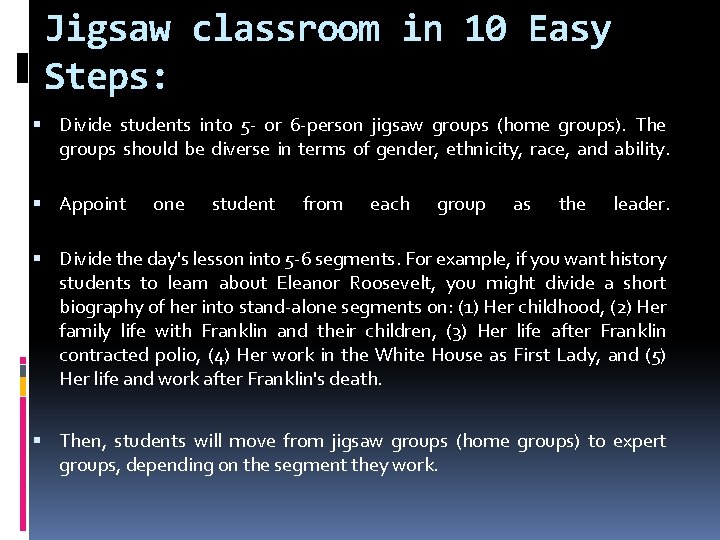 Lesson Focus The cooperative learning strategy Brainstorm effective