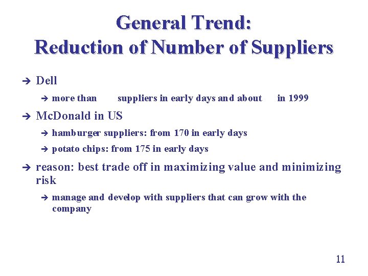 Management and Development of Suppliers 1 Outline management