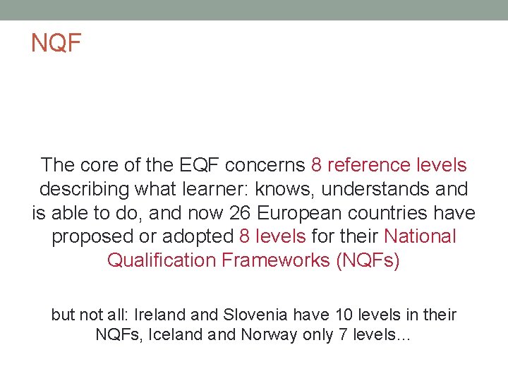 ASPECTS OF NATIONAL QUALIFICATIONS FRAMEWORK AND ROLE OF