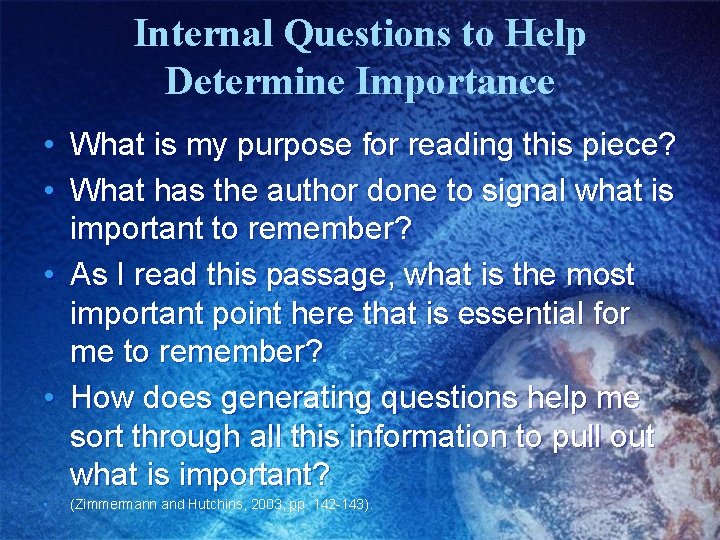 Reading Comprehension Strategy Determining Importance Catherine M Wishart