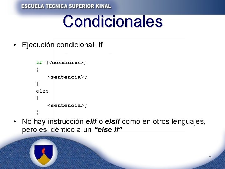 Fundamentos del lenguaje de programacin Condicionales ciclos Mtodos