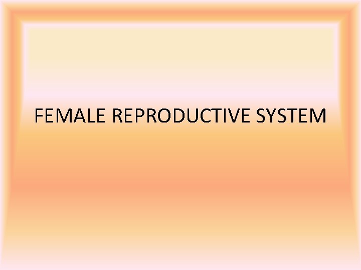 FEMALE REPRODUCTIVE SYSTEM Anatomy Physiology Cont The female