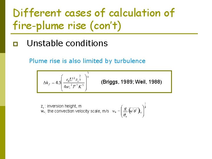 Calculation of wildfire Plume Rise Bo Yan School