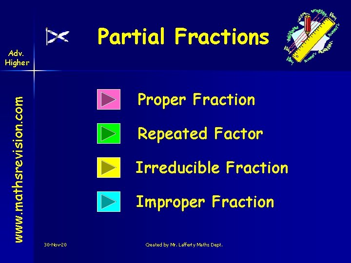 Partial Fractions www mathsrevision com Adv Higher Proper