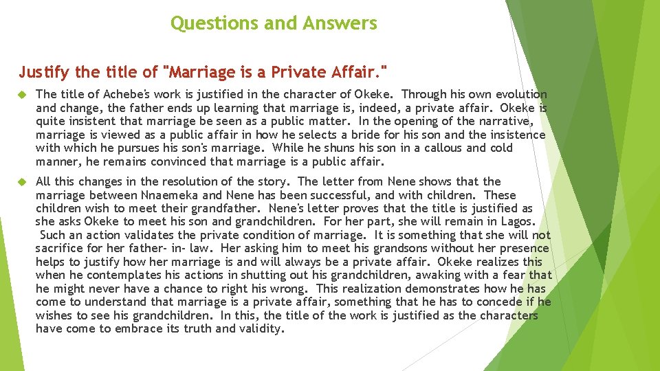 Literature Marriage is a Private Affair Grade 10