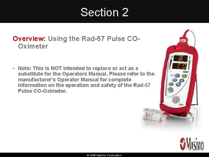 Monitoring CO Poisoning with the Rad57 TM Includes
