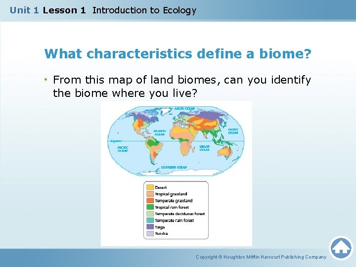 Unit 1 Lesson 1 Introduction to Ecology Copyright
