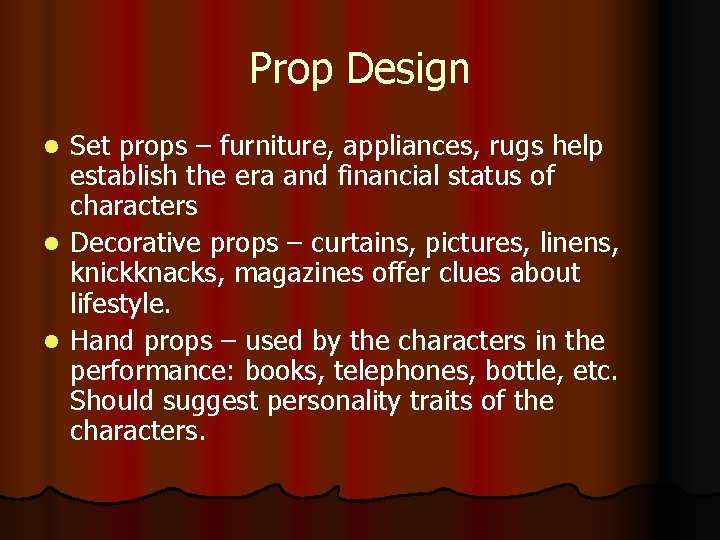 Technical Theater l Set and Prop Design l