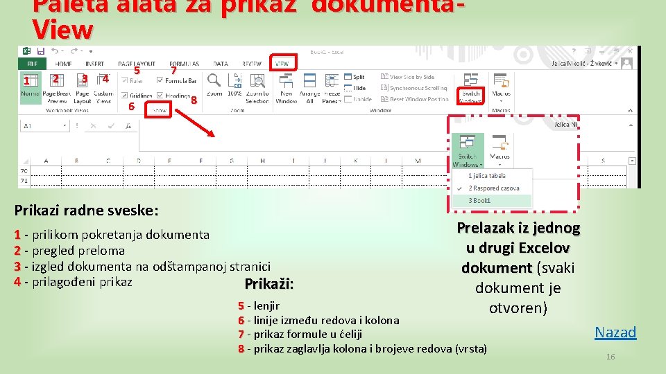 Rad sa tabelama Microsoft Excel 2013 Osnovni pojmovi