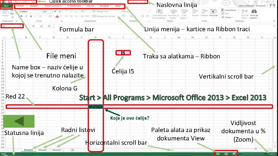 Rad sa tabelama Microsoft Excel 2013 Osnovni pojmovi