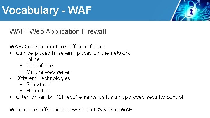 Web Application Firewall Evaluation with Dev Ops SDLC