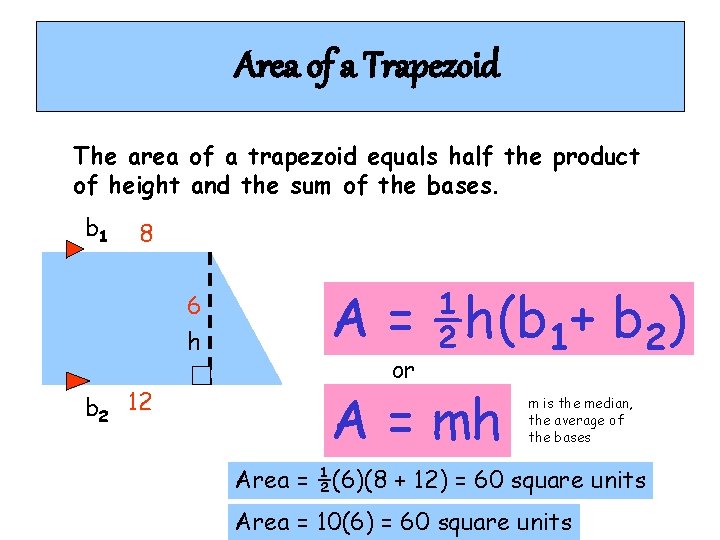 Geometry 11 3 Areas of Trapezoids Trapezoids In