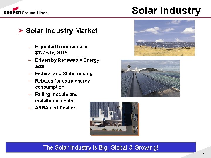 1 Presentation Overview Solar Industry Overview Intro into