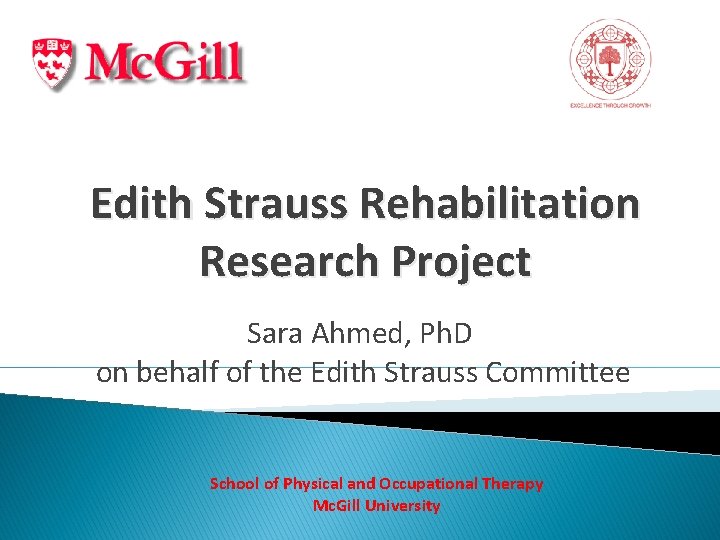 Edith Strauss Rehabilitation Research Project Sara Ahmed Ph