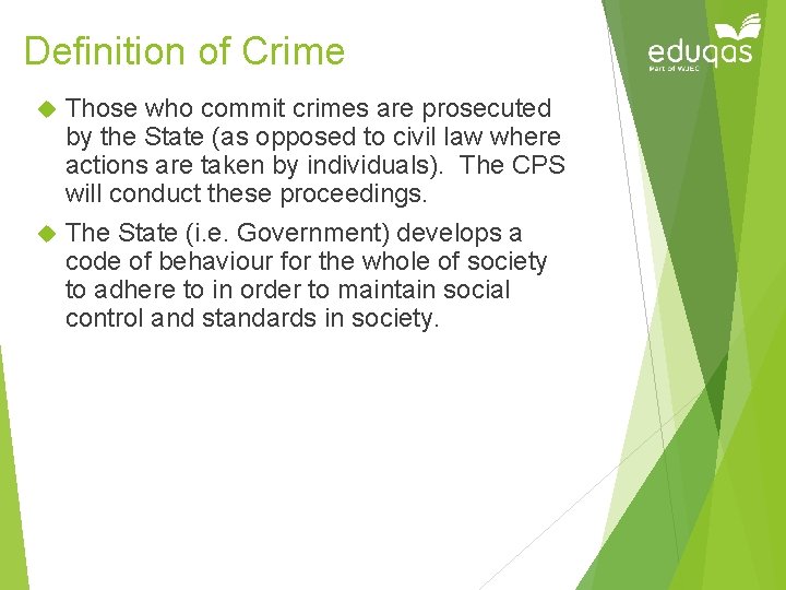 DEFINITION OF CRIME Definition of Crime Take a