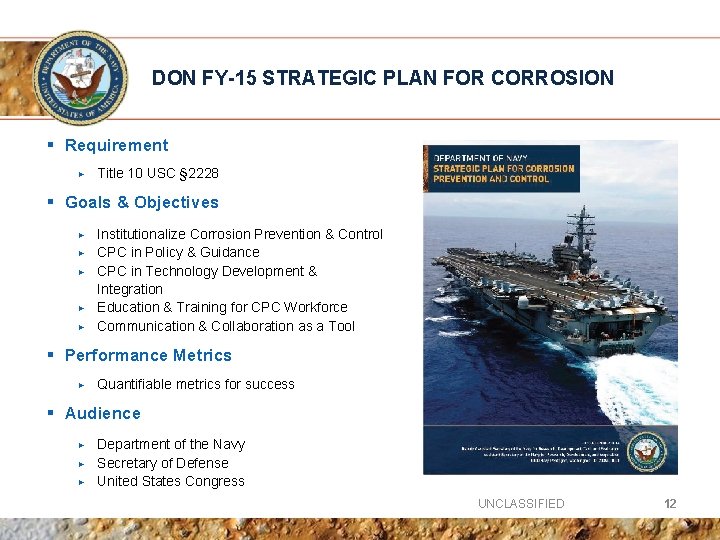 DON CORROSION PREVENTION AND CONTROL EXECUTIVE JTEG Brief