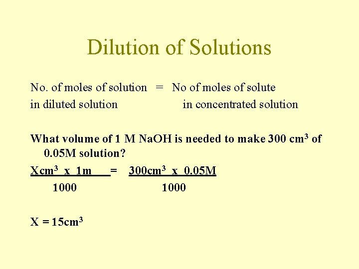 Volumetric Analysis AcidBase Chapter 13 Concentrations The Concentration