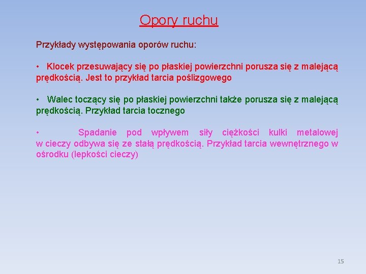 Podstawy Fizyki Wykad 3 Dynamika punktu materialnego Pd