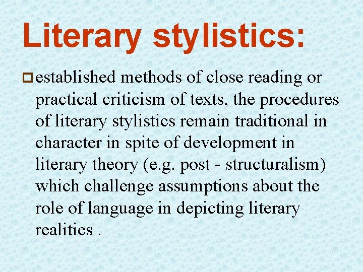 A Brief Introduction to Stylistics By Dr K