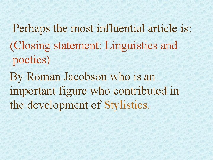 A Brief Introduction to Stylistics By Dr K