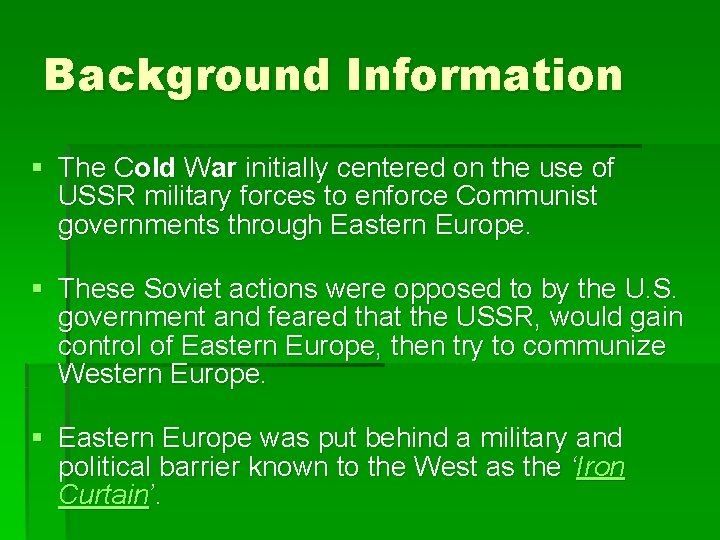 The Cold War Who is responsible Background Information