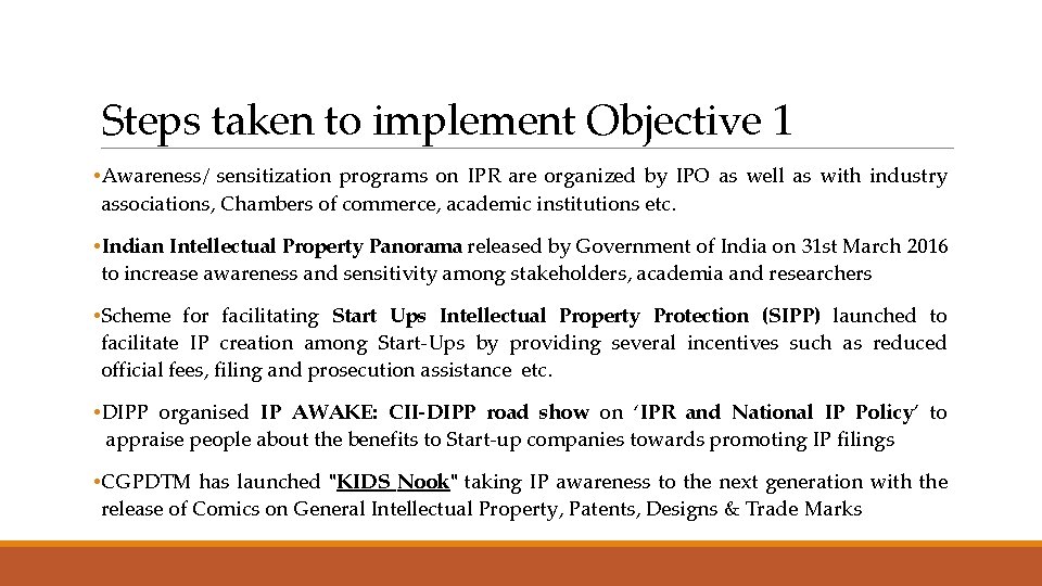 National IPR Policy 2016 Its Implementation Prathiba M