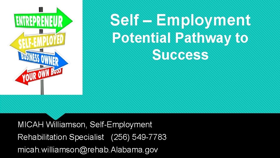 Self Employment Potential Pathway to Success MICAH Williamson