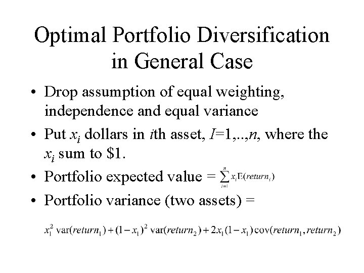 Lecture 5 Portfolio Diversification and Supporting Financial Institutions