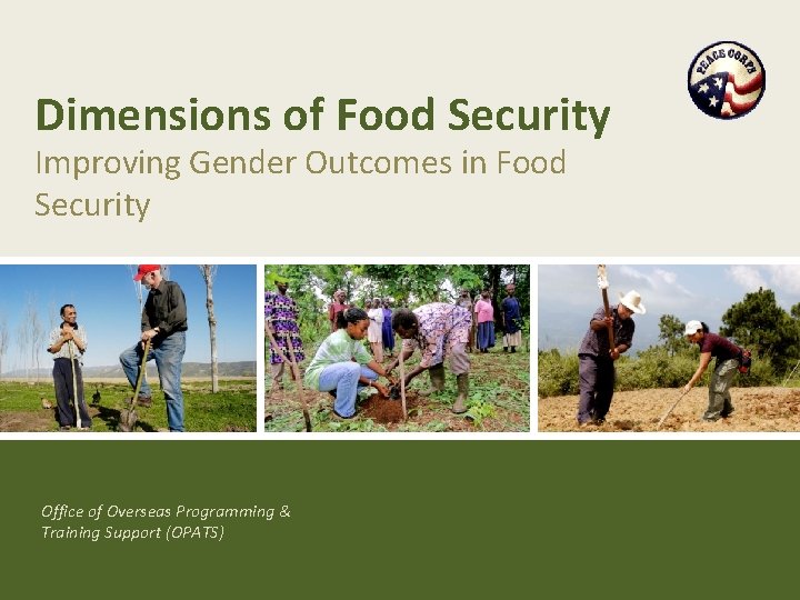 Dimensions of Food Security Improving Gender Outcomes in
