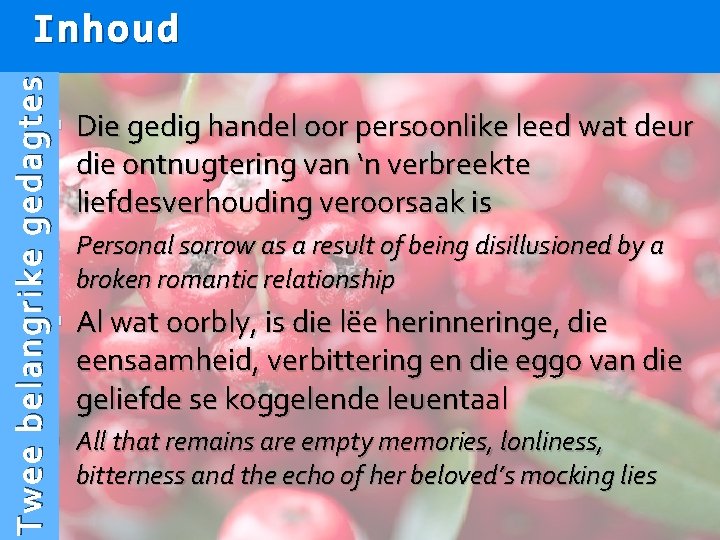 Ingrid Jonker Bitterbessie dagbreek Bundel Rook en Oker