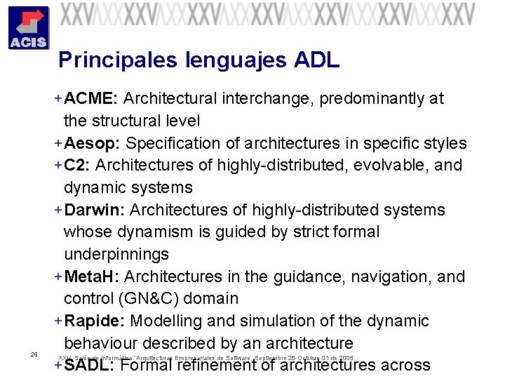 Especificacin y Modelado de Arquitecturas Software Raquel Anaya